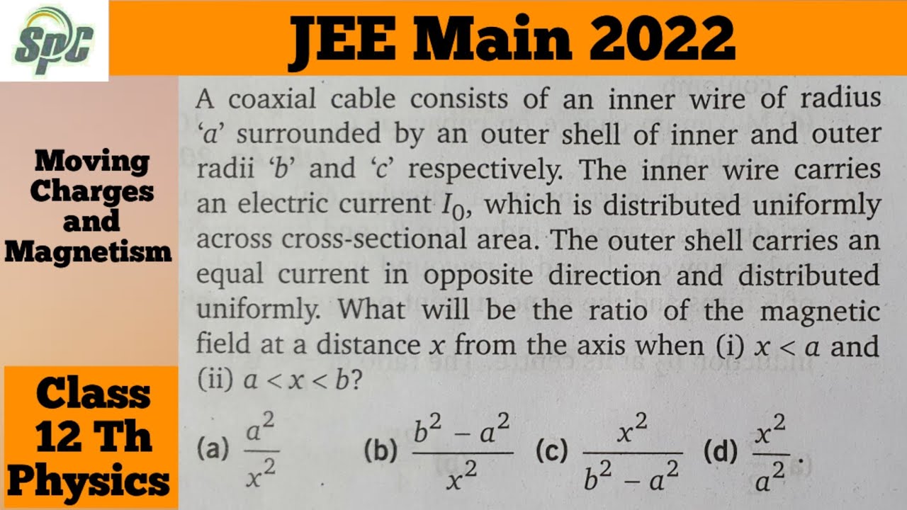 A coaxial cable consists of an inner wire of radius a surrounded by an ...