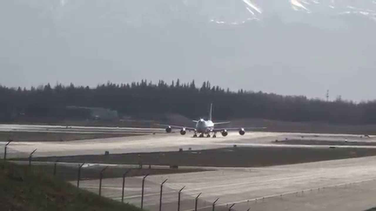 Atlas Air 747-8 Takeoff at Anchorage Alaska - YouTube