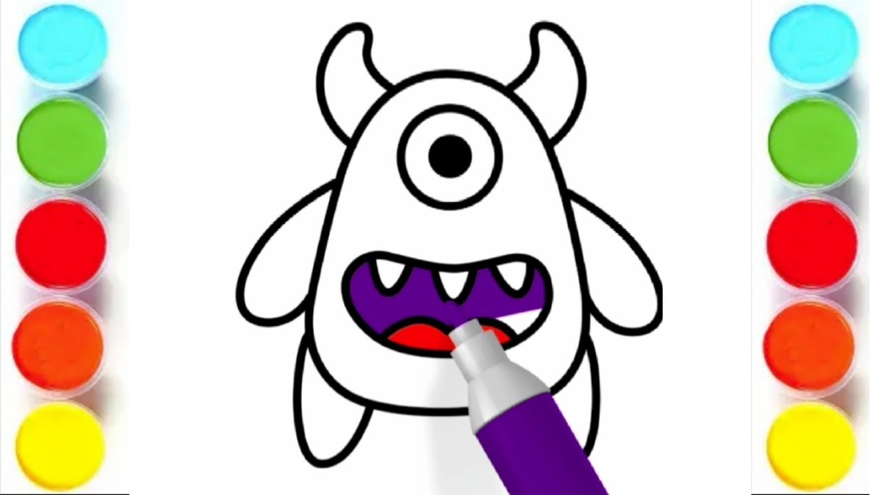 How to draw monster drawing for kids, cartoon drawing monster, easy ...