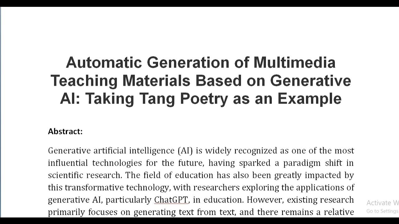 Automatic Generation of Multimedia Teaching Materials Based on Generative AI Taking Tang Poetry ...