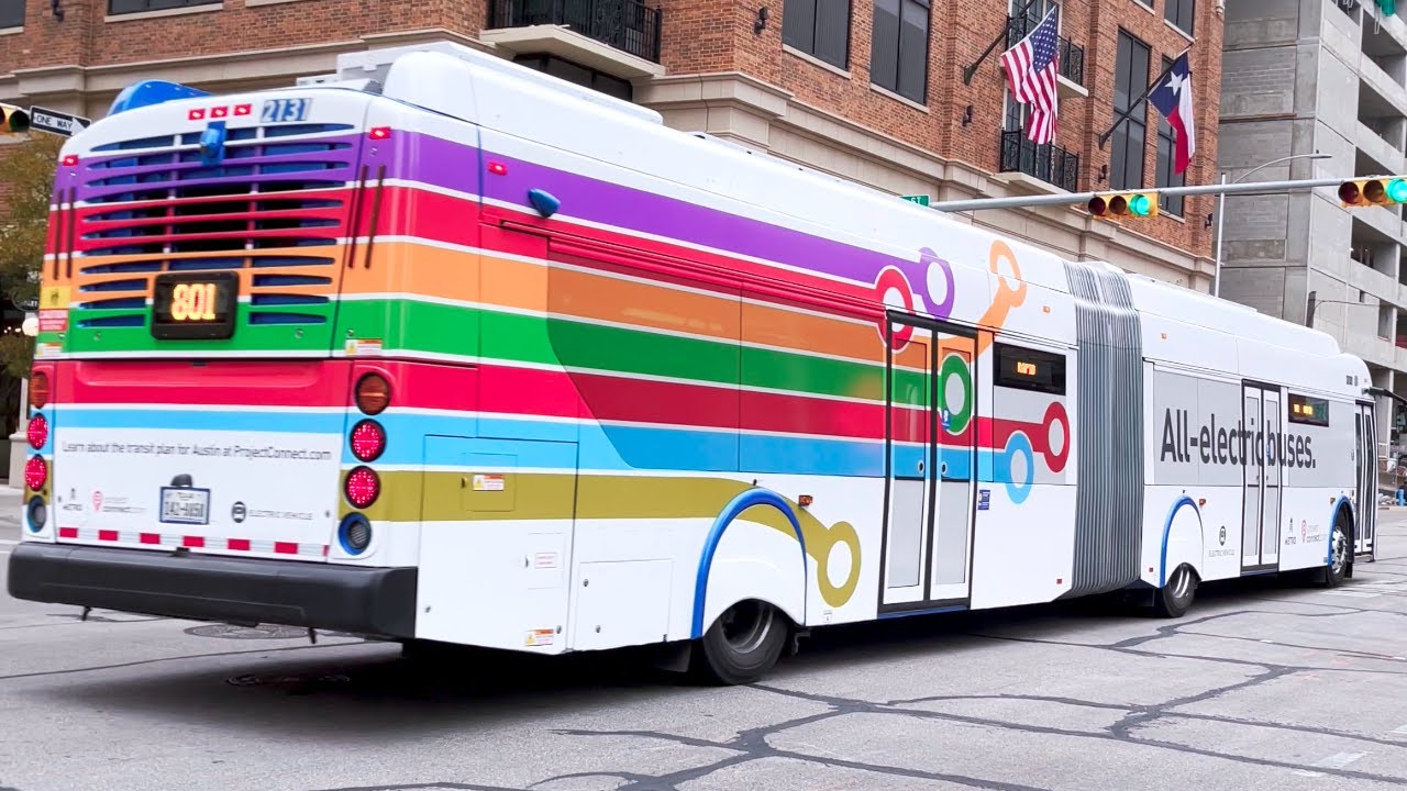 New Flyer XE60 Electrical Bus, Capital Metro, MetroRapid 801, Bus Ride ...