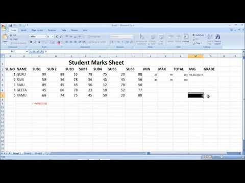 Formula of Sum, Percentage, If Function, Merge & Center MS Excel 2007 Tutorial in Kannada - YouTube