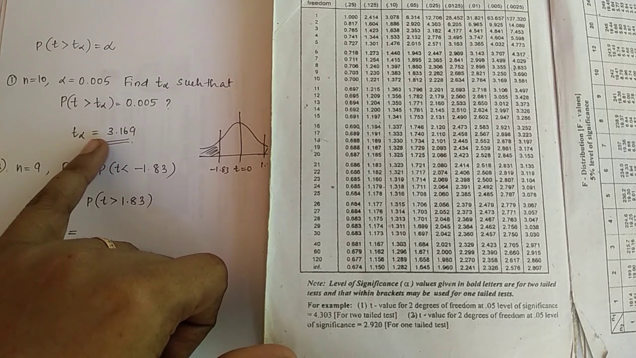 How to calculate probabilities from t distribution table | T ...