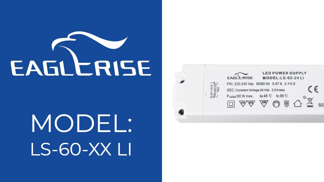 Eaglerise AC/DC Constant Voltage LED Driver LS-60-xx Series 60W 12-24V ...