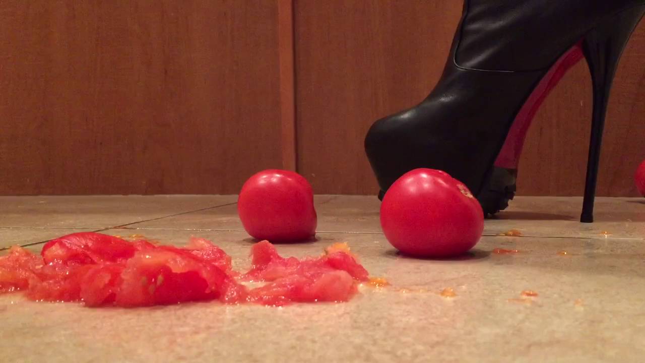 Tomatoes Crushed by Tall Platform Leather Boots 1 - YouTube