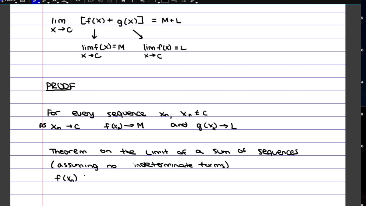 PROOF 14: Limit of a sum of functions (*) - YouTube