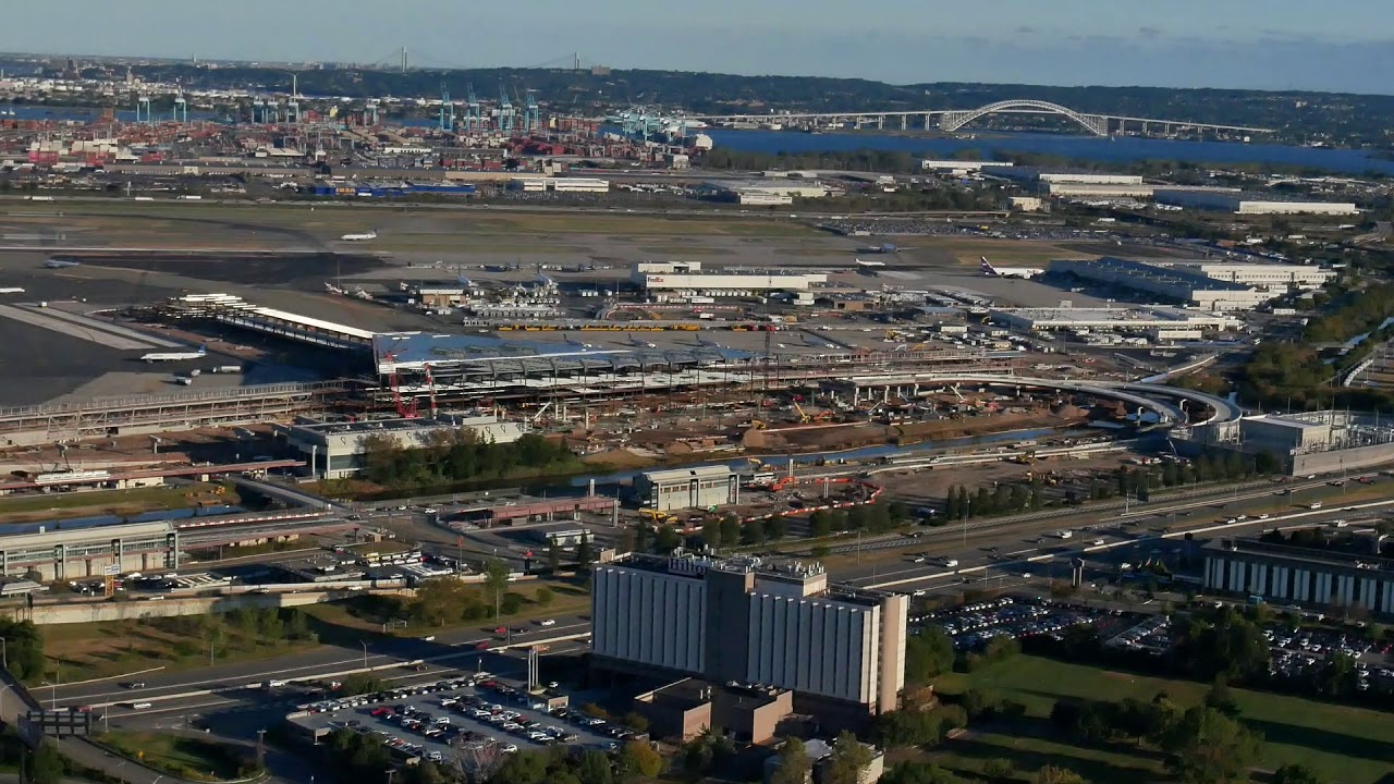 Newark Airport "Terminal One" Under Construction (aerial) - YouTube