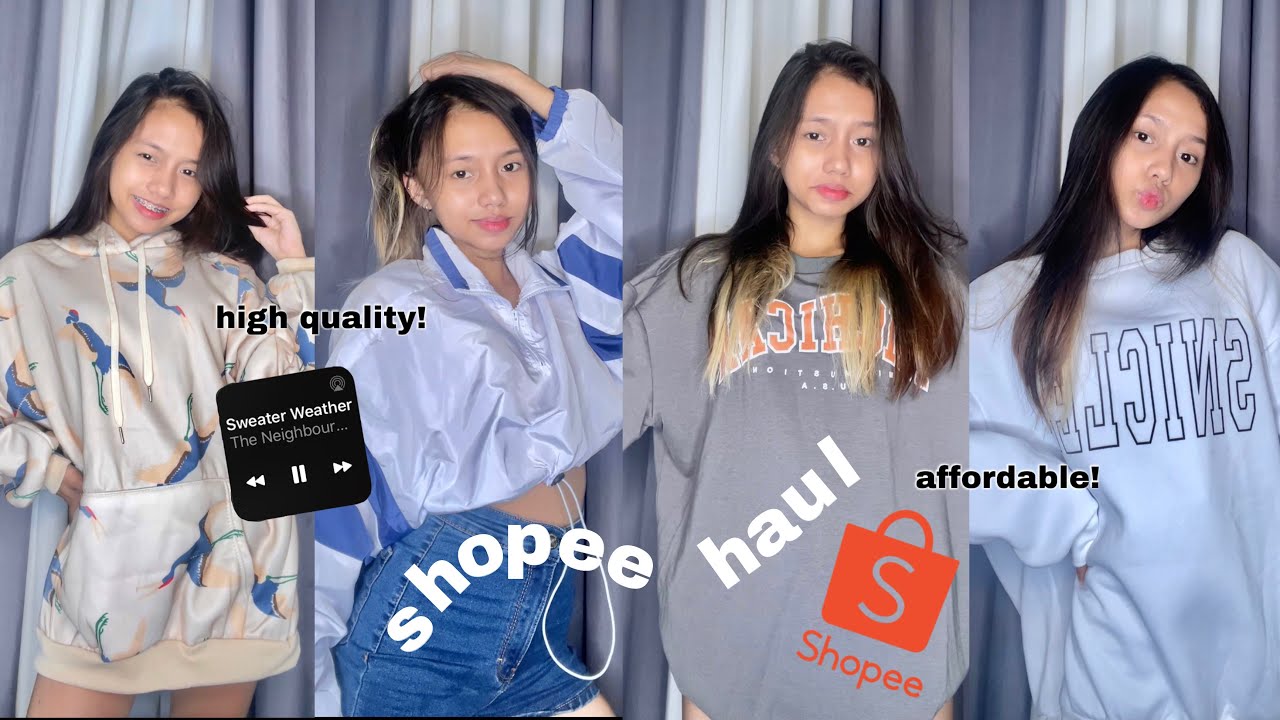 SHOPEE HAUL: affordable oversized hoodie & sweatshirt, long sleeves ...