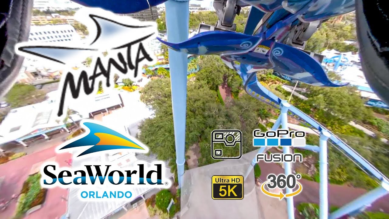 VR 360 SeaWorld Orlando Manta Roller Coaster On Ride Front Row Ultra HD ...