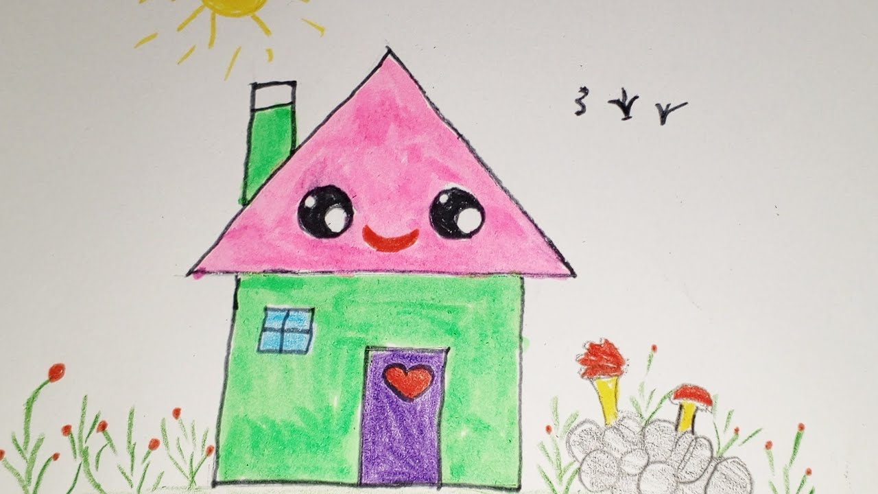 Drawing house easy step by step | how to draw a magical house with ...