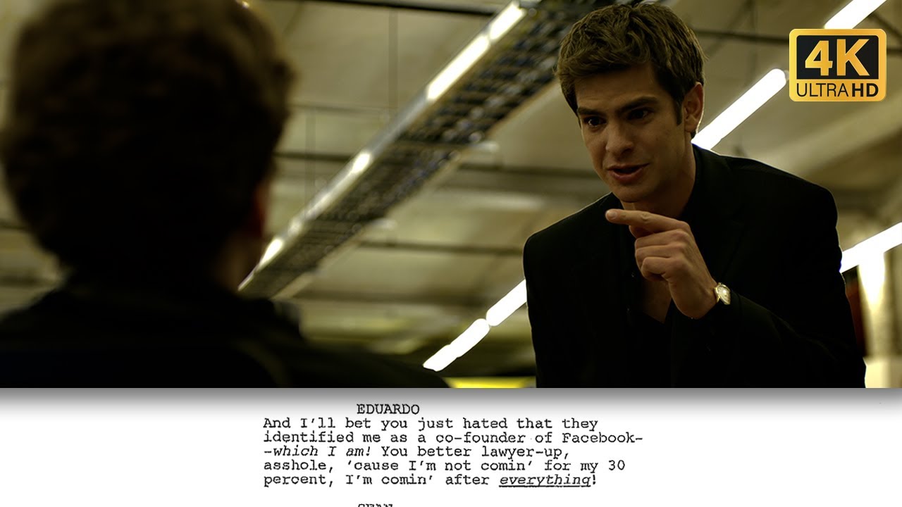 THE SOCIAL NETWORK (2010) — EDUARDO RAGE SCENE ( 4K Script-to-Screen ...