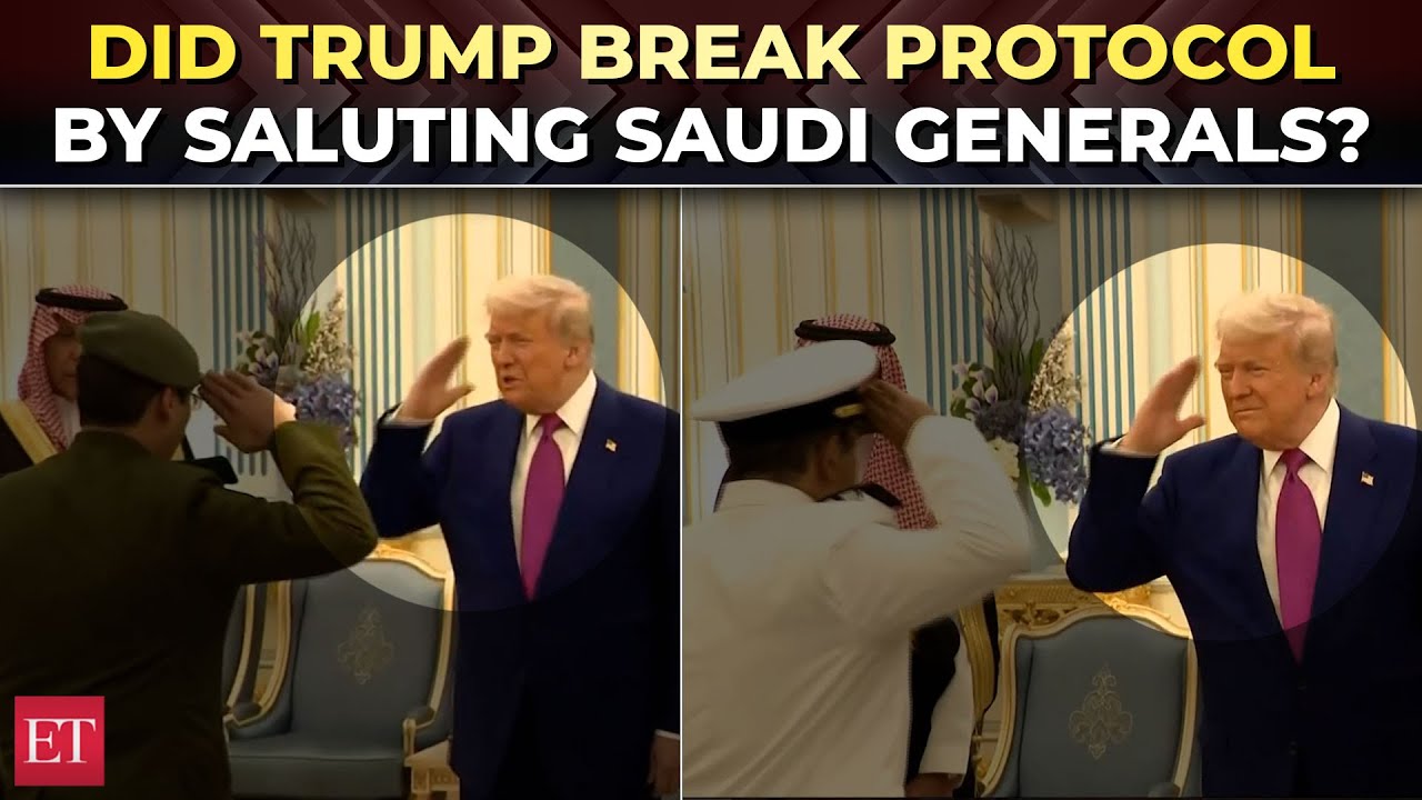 Trump returns salute to Saudi military officials during Riyadh visit ...