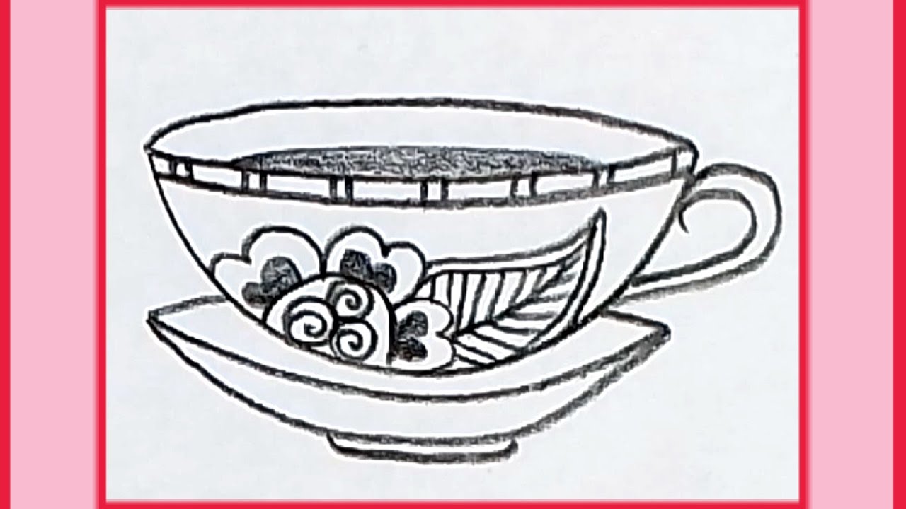 How to draw tea cup | কাপ আঁকা | Cup and plate drawing - YouTube
