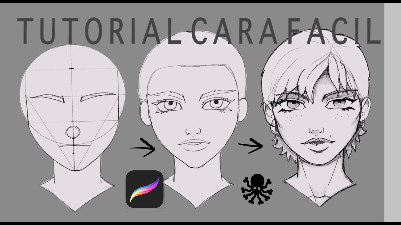 TUTORIAL CARA FACIL EN 5 MIN. BOCETO CARA PROCREATE - YouTube