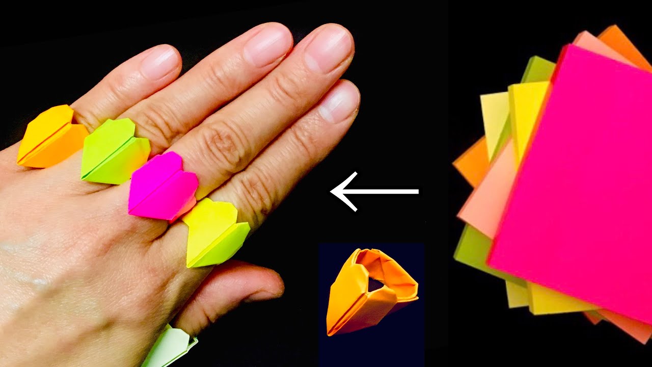 Easy Sticky Note Origami Heart Ring 3D, Origami Corazon / Coração, 折り紙 ...