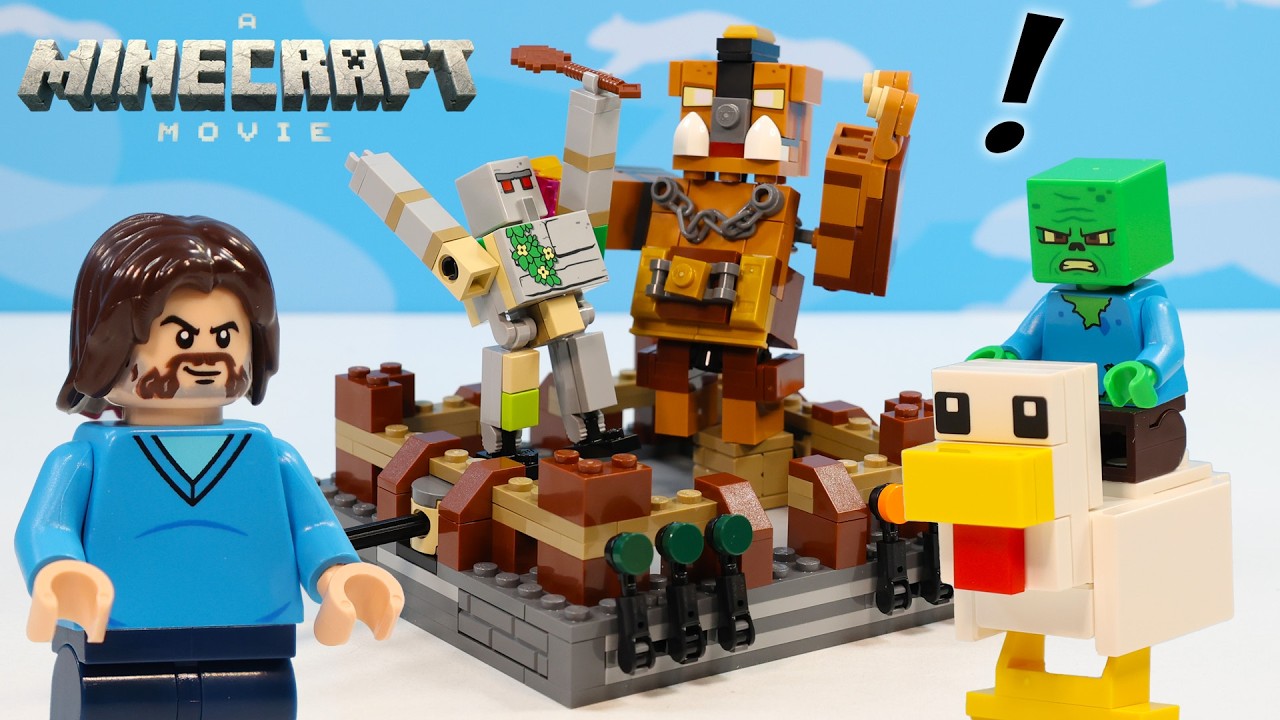 a Minecraft Movie LEGO Sets Chicken Jockey Fighting Ring Battle Review ...