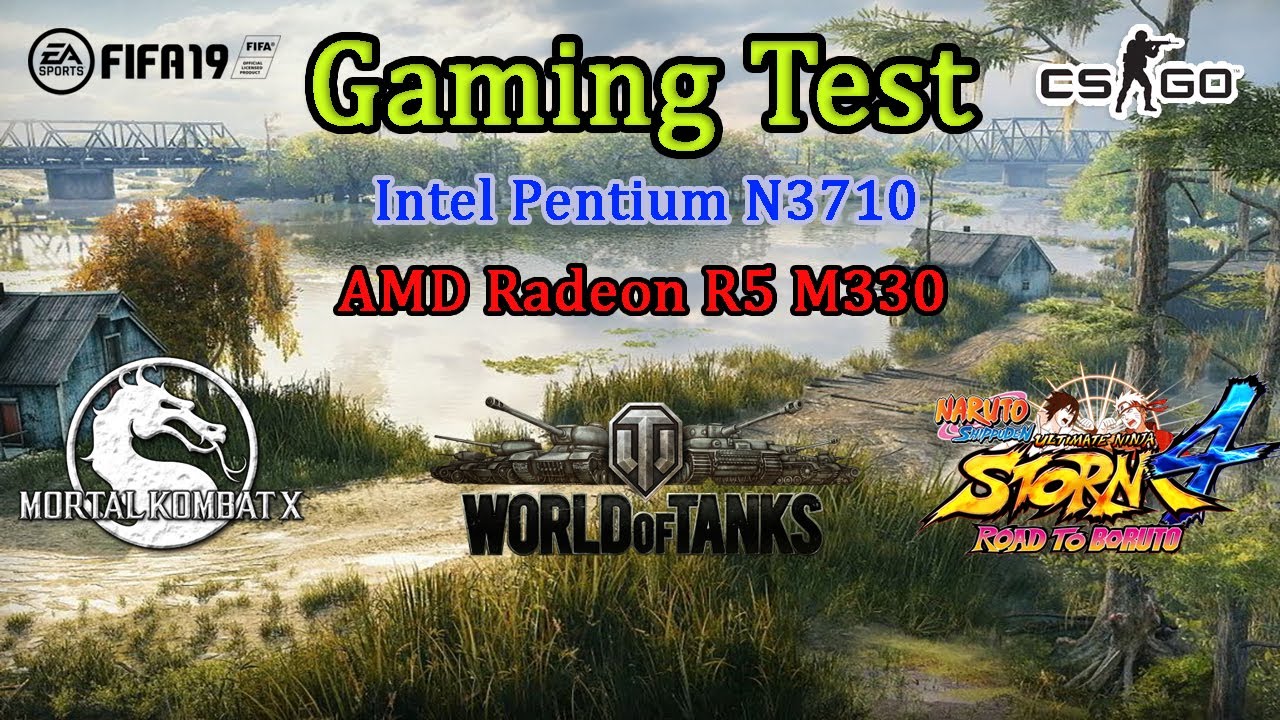 Gaming Test Intel Pentium N3710 AMD Radeon R5 M330 / CS:GO, FIFA 19 ...