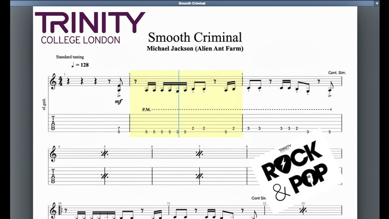 Smooth Criminal Trinity Grade 6 Guitar - YouTube