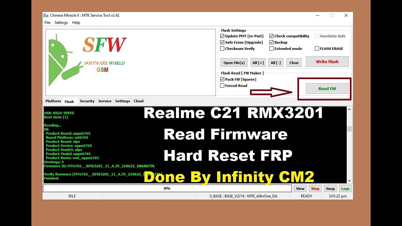 Realme C21 RMX3201 Read Firmware Hard Reset FRP CM2 - YouTube