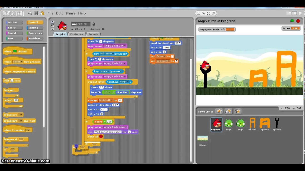 Angry Birds Scratch 7 Winning or losing the game - YouTube