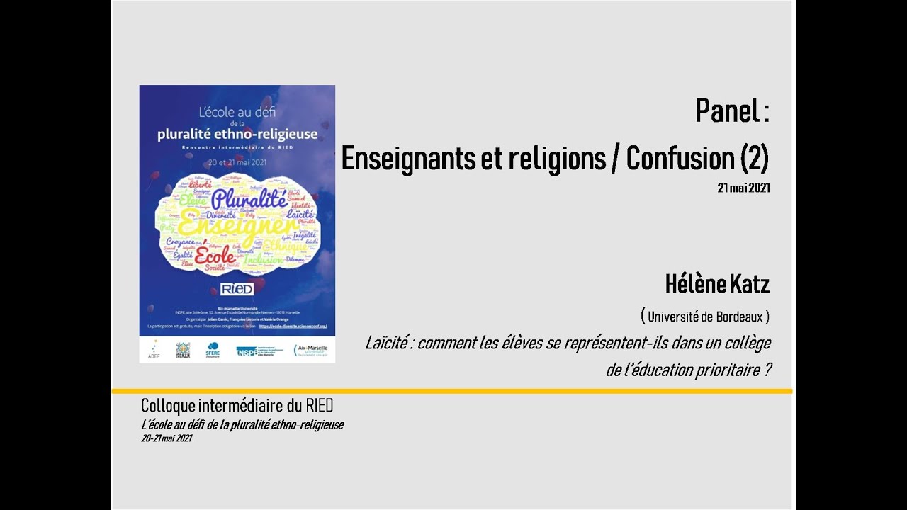 Hélène Katz - Panel Eenseignants et religion / confusion (2) - YouTube