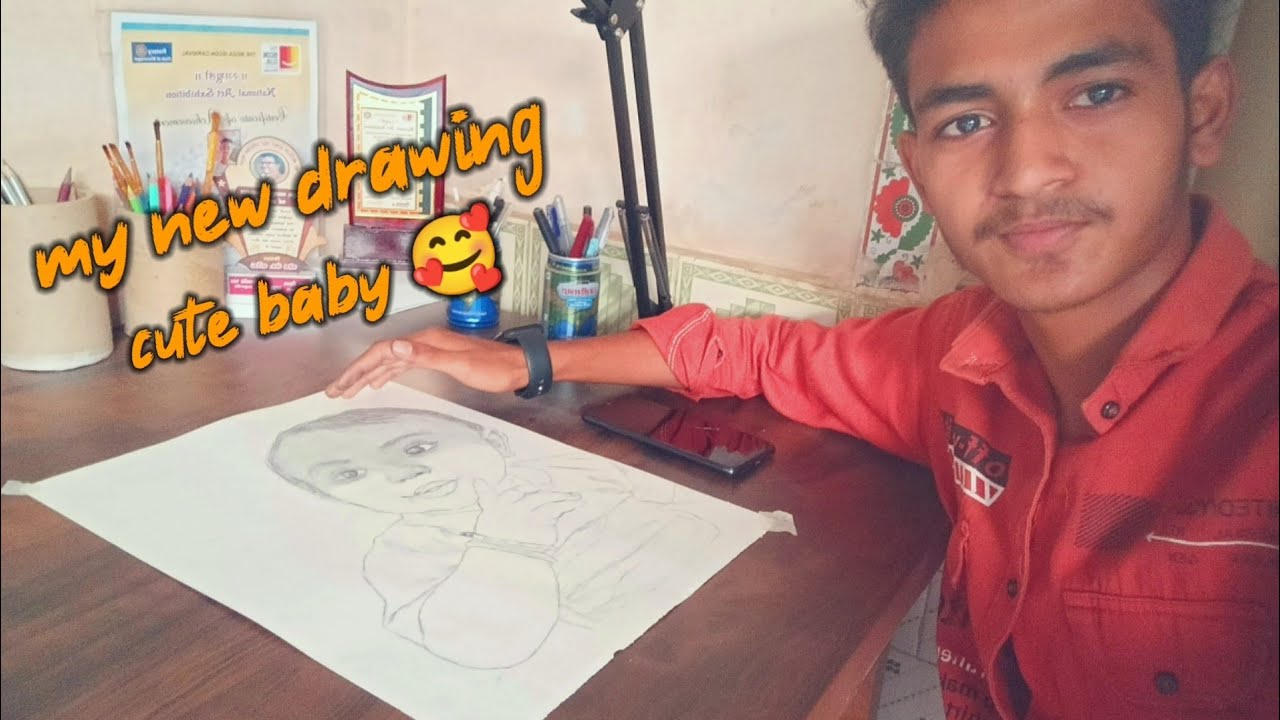 my new drawing cute baby / my new volg - YouTube
