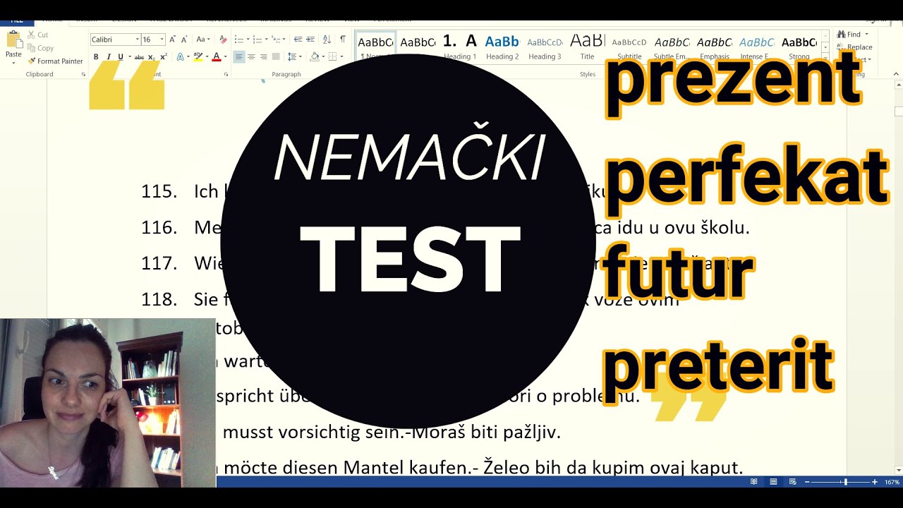 NEMAČKI TEST - REČENICU IZ PREZENTA PREBACUJEMO U PERFEKAT, FUTUR I ...