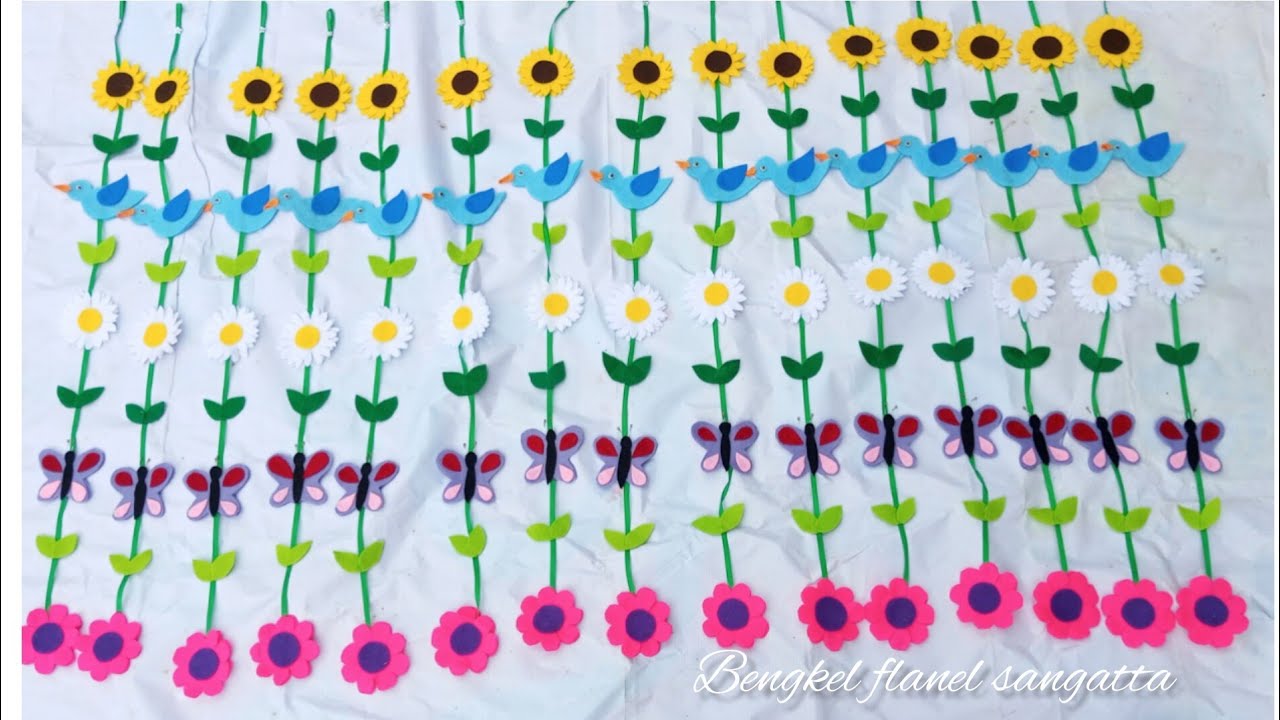 Cara Membuat Tirai Dari Kain Flanel Tema Bunga Bunga || Tirai Flanel ...
