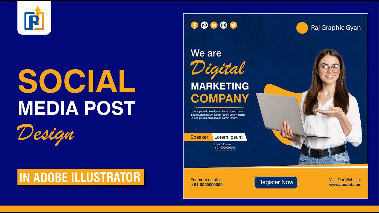 Social Media Post Graphic Design Adobe illustrator Tutorial | Webinar ...