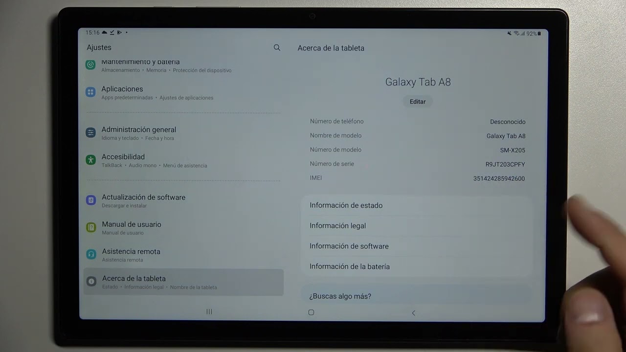 Cómo verificar IMEI y número de serie en SAMSUNG GALAXY TAB A8 2021 ...