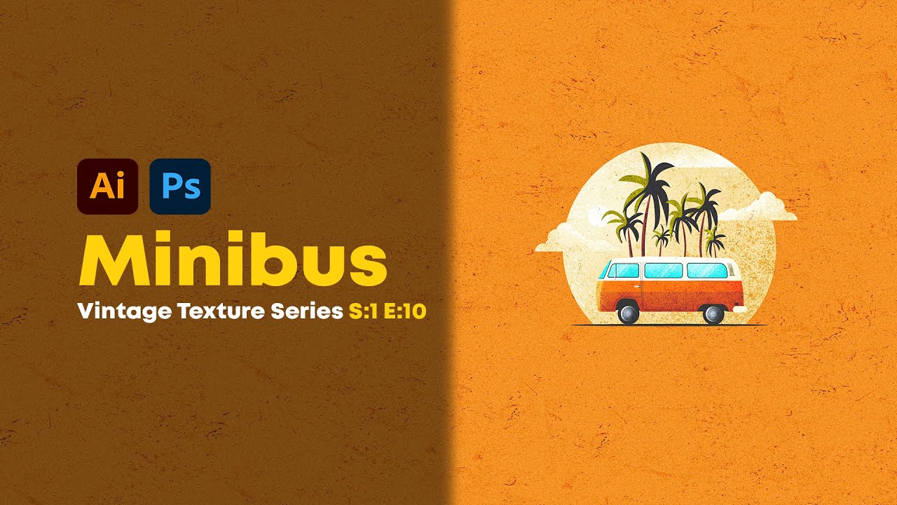 Minibus | Vintage Texture Illustration | S:1 E:10 (Illustrator ...