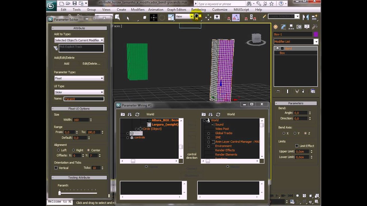 Tutorial 3D Studio Max "Attribute Holder" - alterando propriedades modificador BEND - YouTube