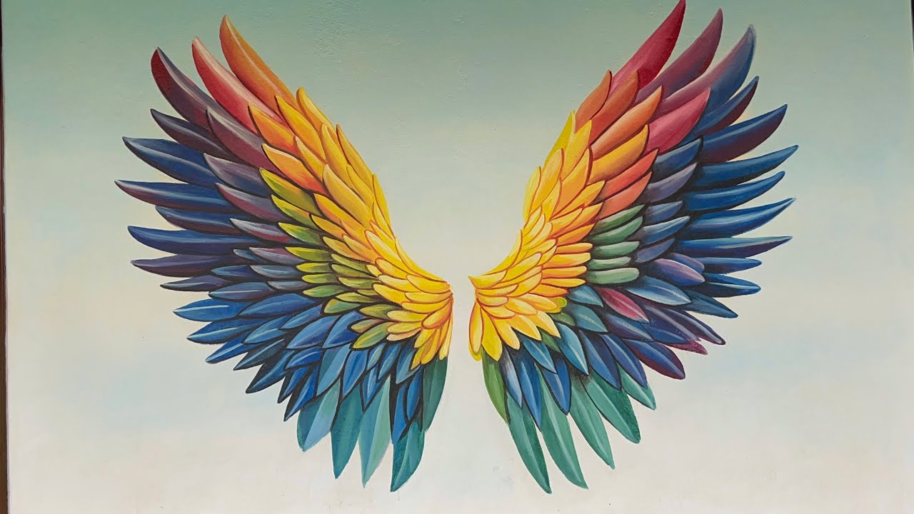 Colourful Wings wall Painting || @Prasanna_artist || #art #drawing # ...