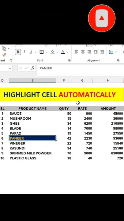 Auto Highlight Cell #excel #conditionalformatting #excelvba - YouTube