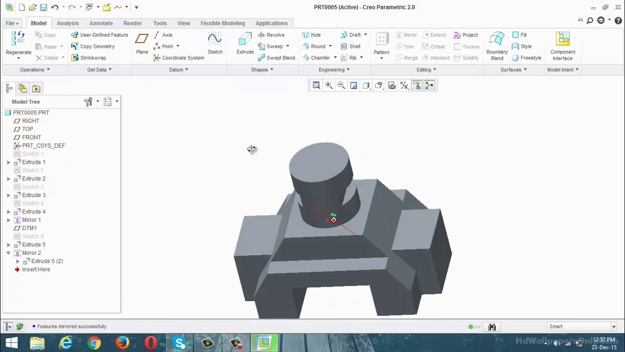 pro-e(creo) 3d examples practice (class-4) - YouTube