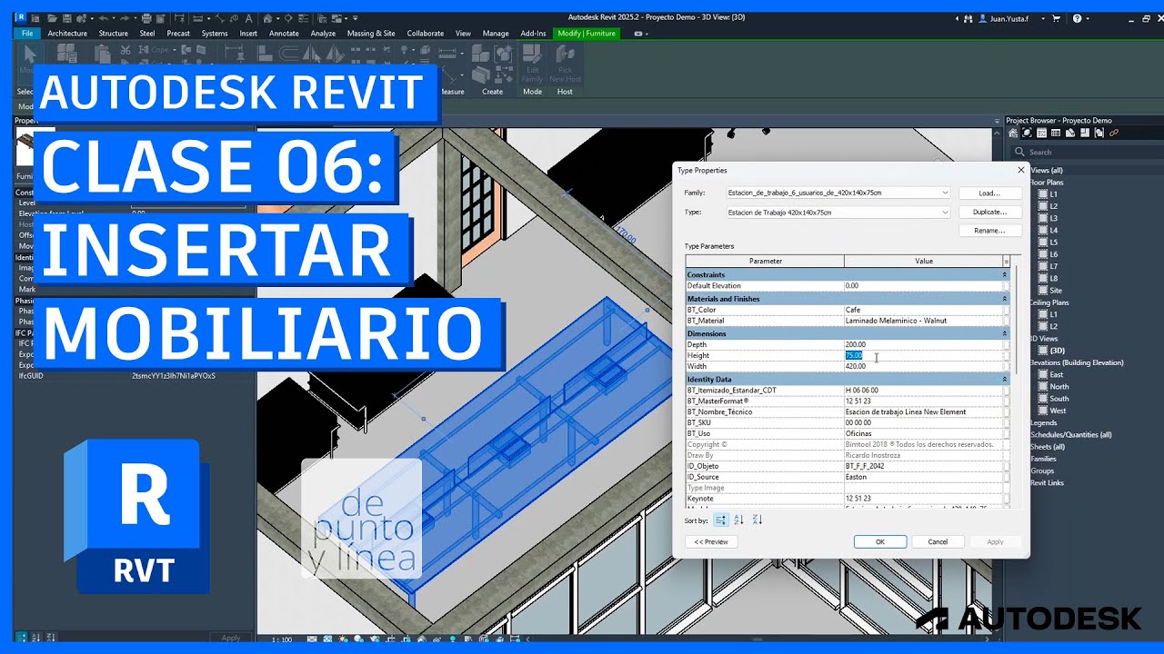 Introducción a Autodesk Revit 2025 #06 - Como insertar y descargar mobiliario / CURSO DESDE CERO ...