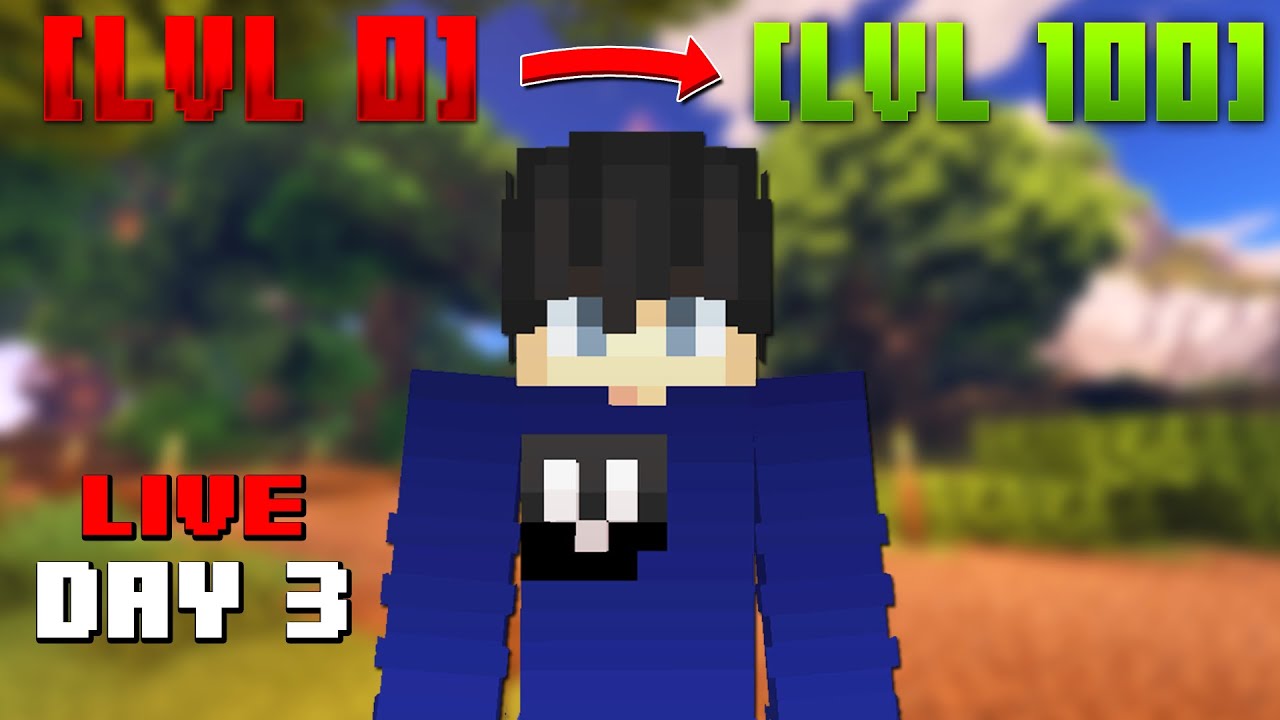LIVE 🔴 [30/100] DAY 3 of LEVEL 0 - 100 ON A NEW PROFILE 🔴 Hypixel ...