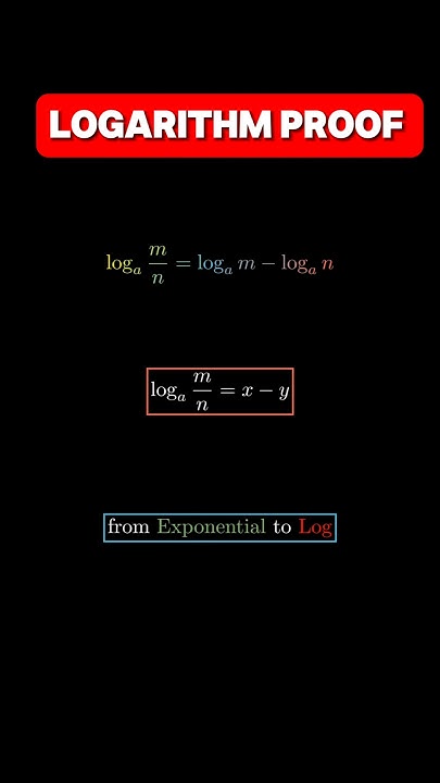 Quotient Rule of Logarithms Proof | Easy Explanation for 9th Grade # ...