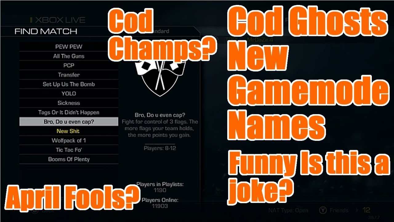 Call of Duty Ghosts New Game mode Names Funny HACKED or April Fools ...