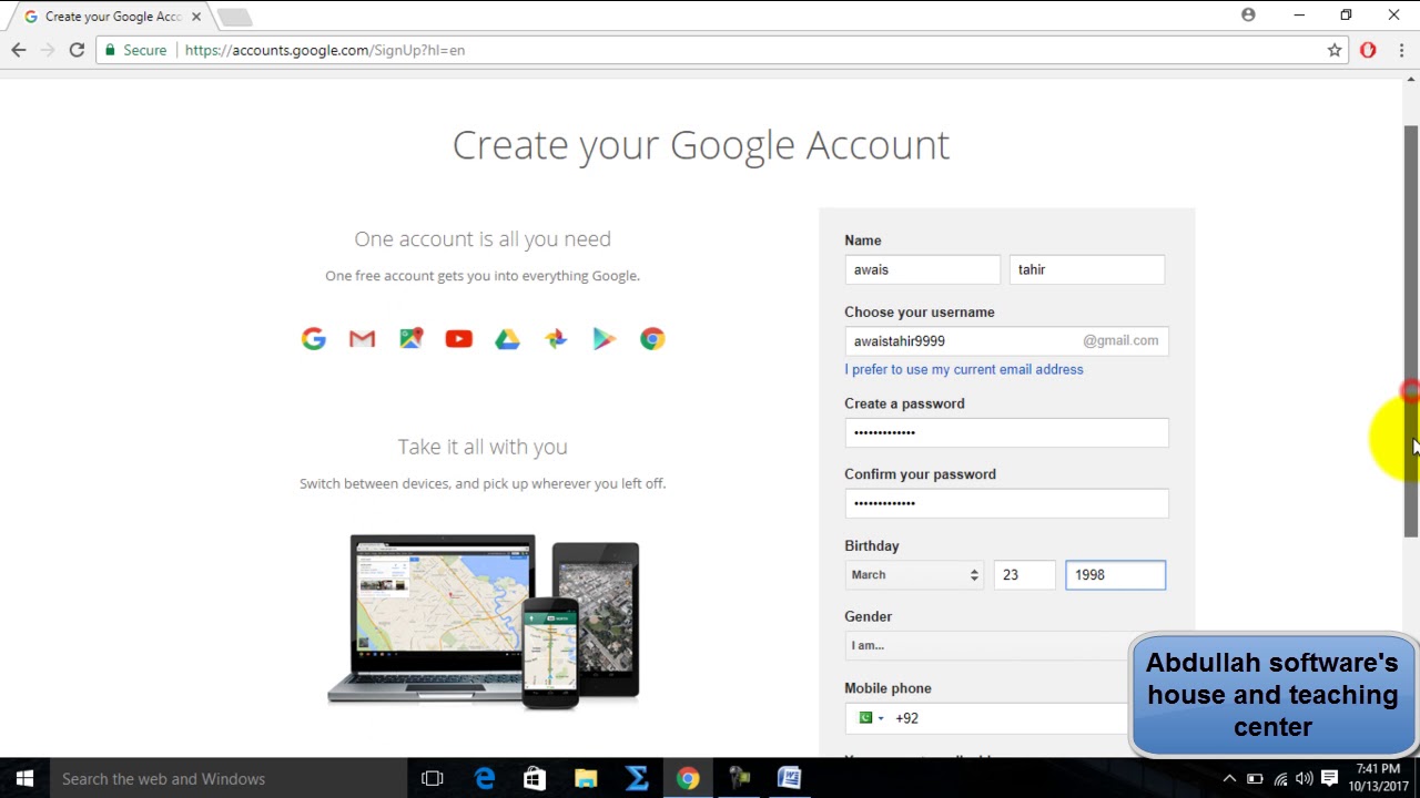 How to create gmail account/google account - YouTube