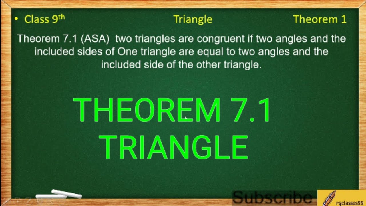 TRIANGLES || Chapter 7 - Theorem 7.1(ASA) || NCERT- Class 9 ...