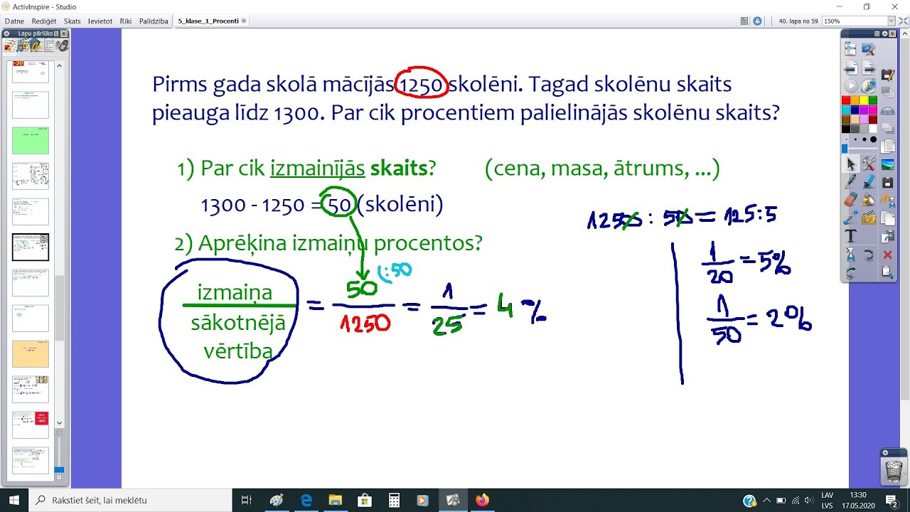 5.klase. Matemātika. Procentu aprēķināšana - YouTube