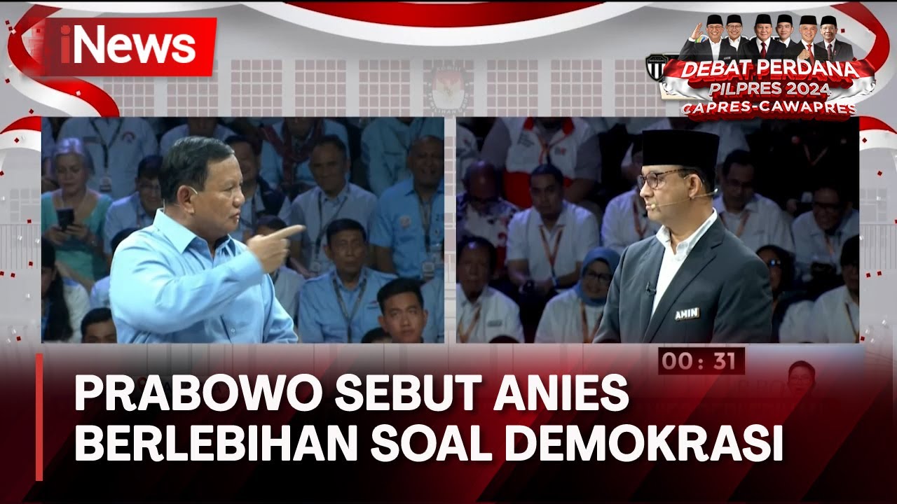 Debat Perdana Capres 2024, Soal Demokrasi di Indonesia, Prabowo: Mas ...