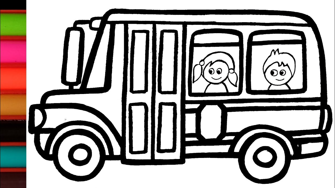 Bus Drawing, Coloring and Painting kid's & Toddlers | How to Draw Bus ...