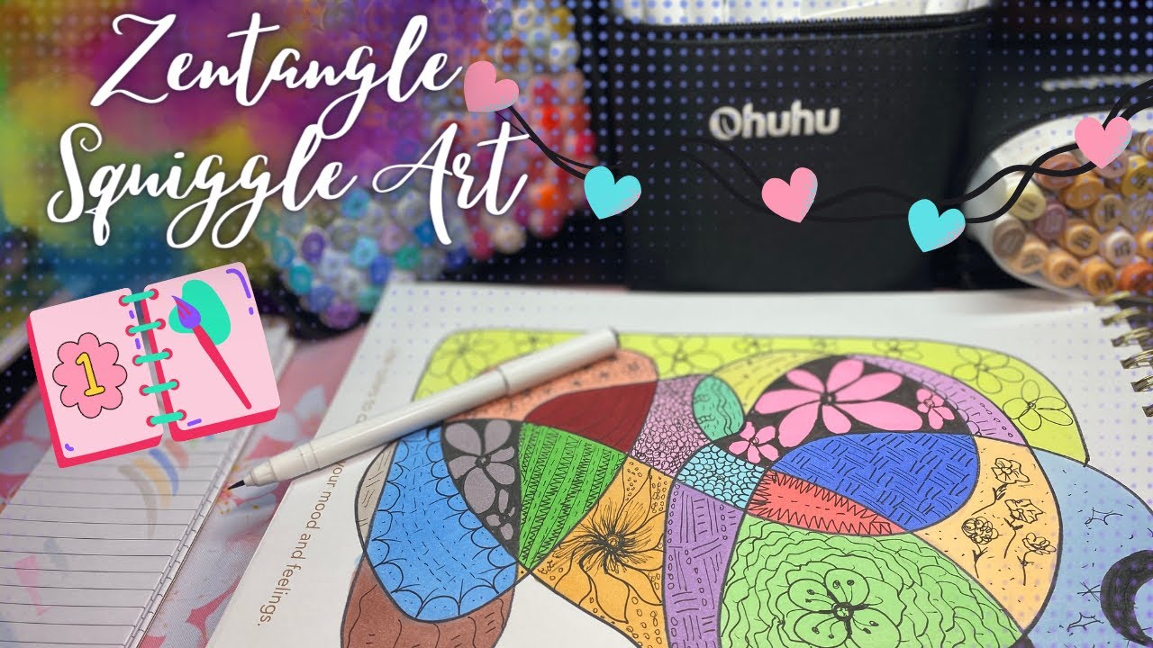 ~♥~ Sketchbook Series ~♥~ Easy Zentangle Squiggle Art ~♥~ Page 1 - YouTube
