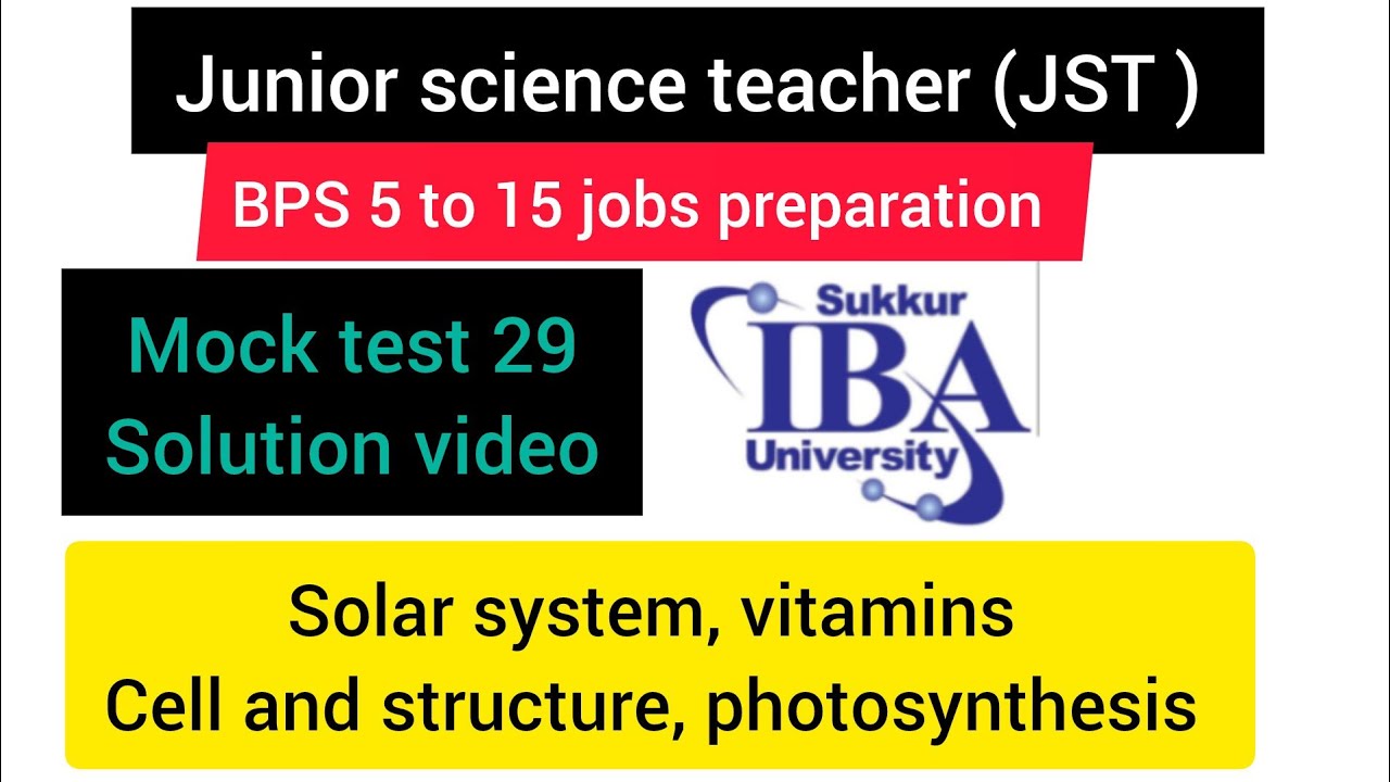 Mock test 29| Solution video| Junior science teacher and BPS 5 to 15 ...