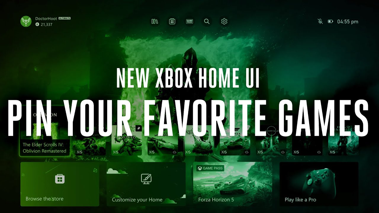 New Xbox Home UI with pinned apps and games - YouTube