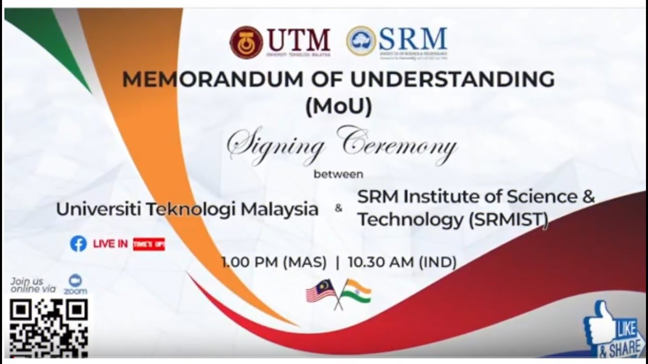 UTM SRMIST Virtual MoU Signing Ceremony - YouTube