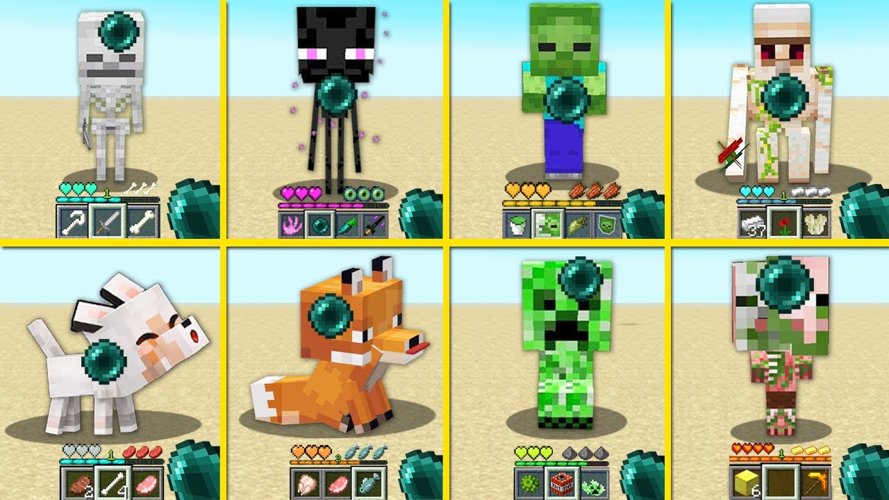 Minecraft WHAT IS INSIDE ALL BABY MOBS FOX WOLF ENDERMAN ZOMBIE GOLEM ...