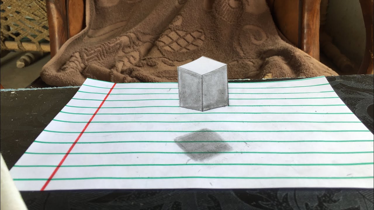 how to draw floating cube - YouTube